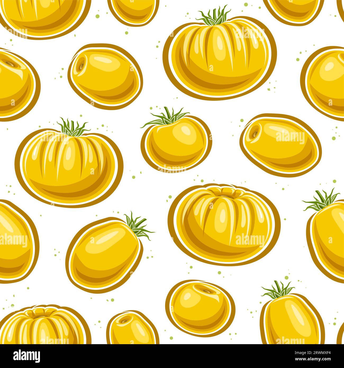 Vector Yellow Tomato seamless pattern, repeat background with various ...