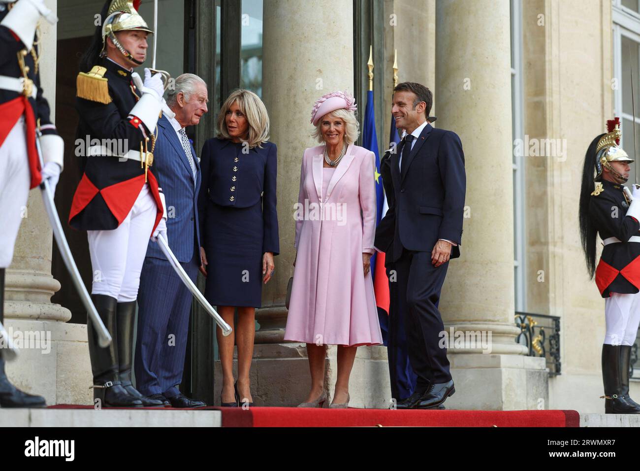 (left to right) King Charles III, Brigitte Macron, Queen Camilla and ...