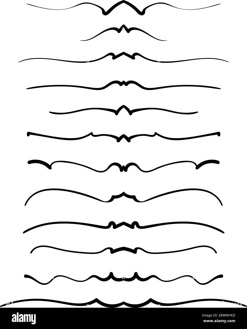 Ornamental calligraphic lines dividers page decoration Vector delicate ...