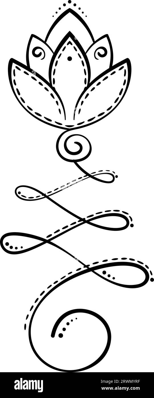 Lotus tattoo hand drawn isolated vector ornament, Unamole symbol of ...