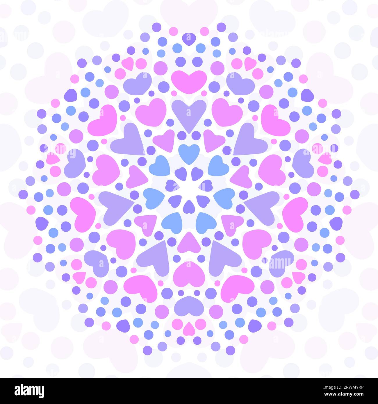 Round mandala made of hearts; Isolated design element; Vector ...