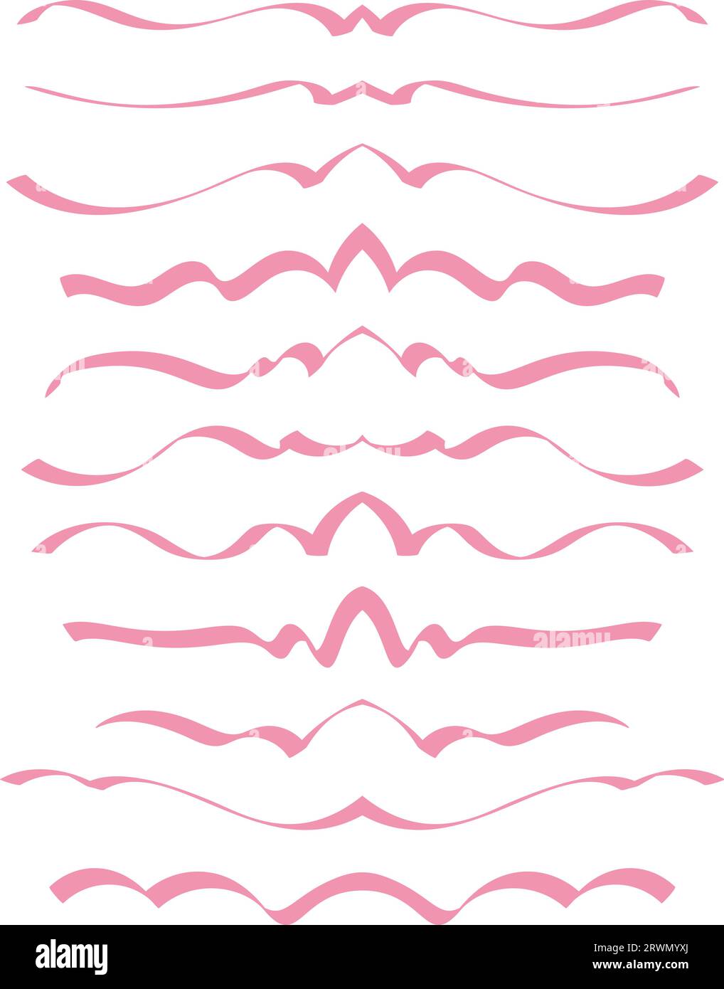 Ornamental calligraphic lines dividers page decoration, Vector delicate ...