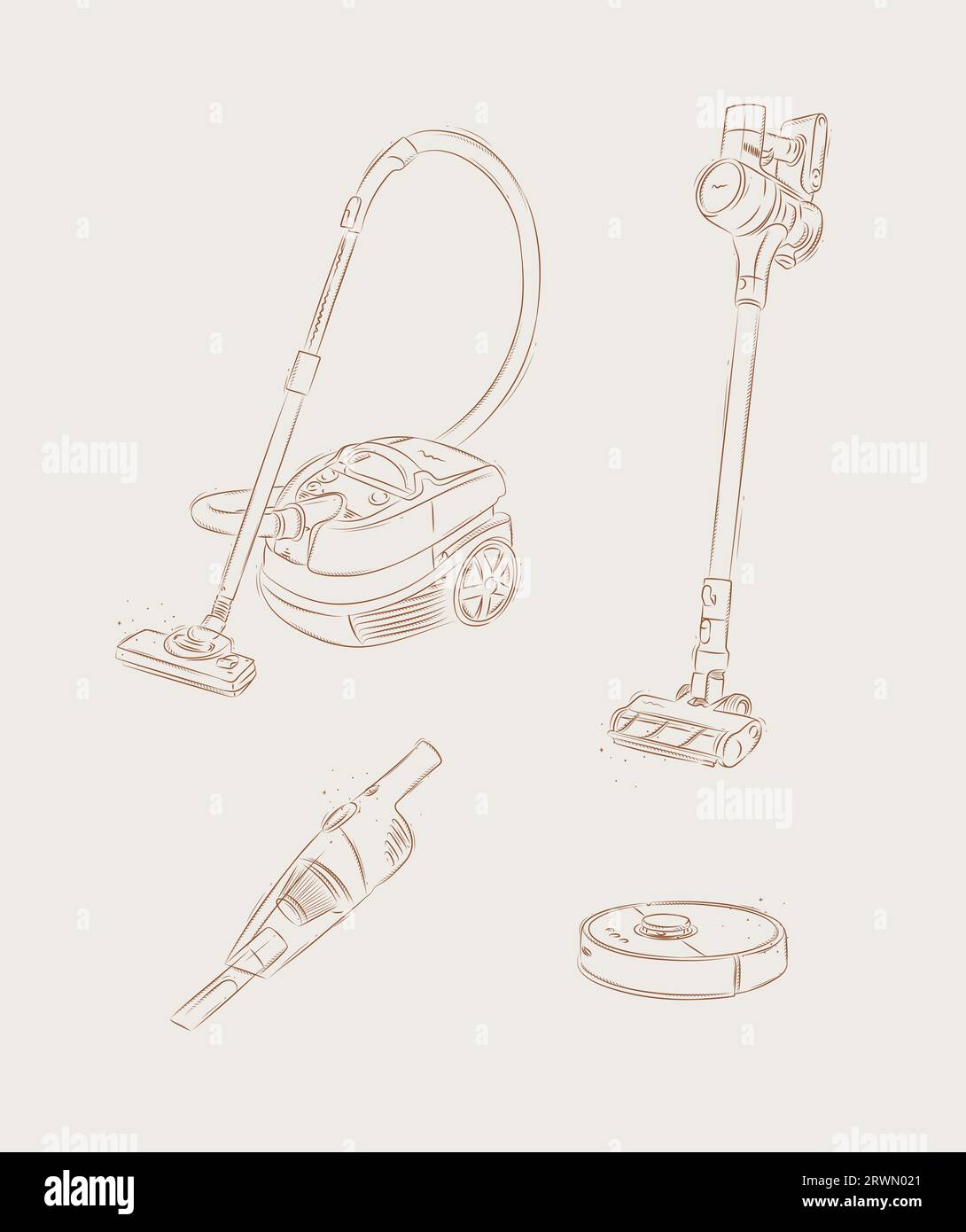 Vacuum cleaner set regular, cordless, robot, portable drawing in ...