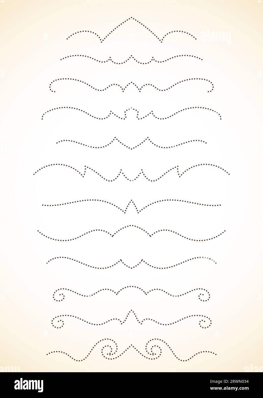 Ornamental calligraphic dot lines dividers page decoration Vector ...