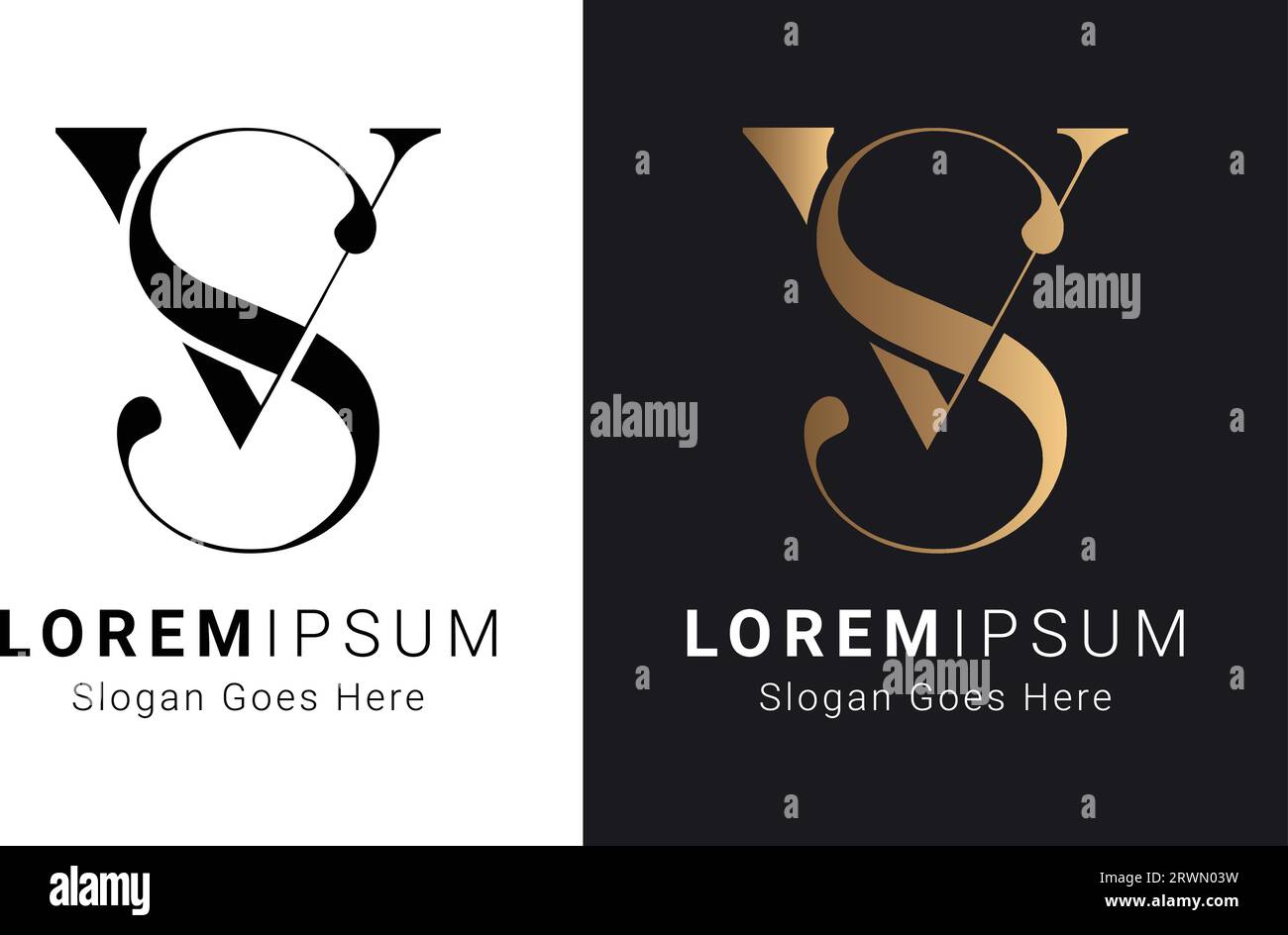 Luxury Initial Letter SV or VS Monogram Text Letter Logo Design Stock Vector Image & Art - Alamy