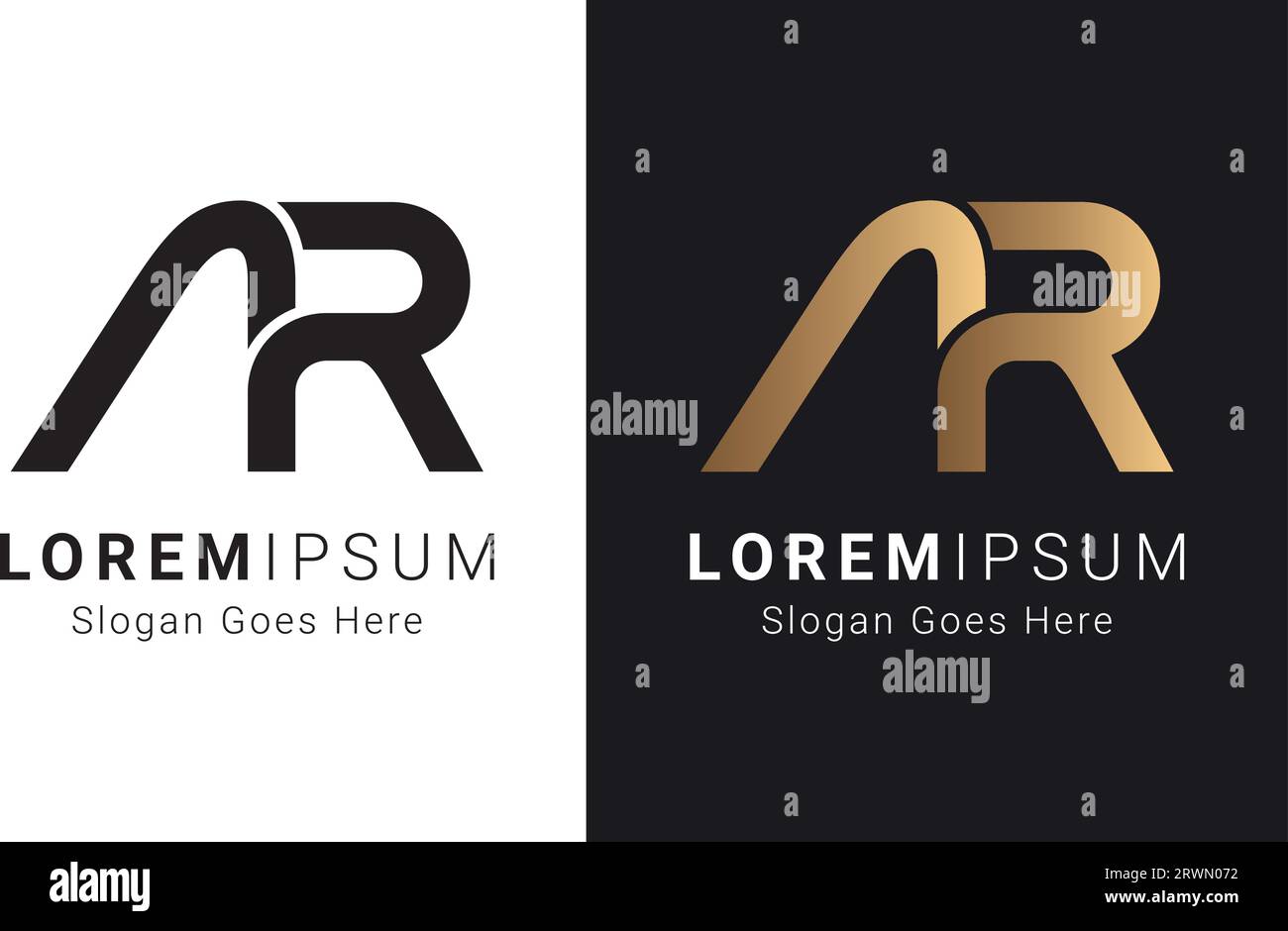 Luxury Initial Letter AR or RA Monogram Text Letter Logo Design Stock ...