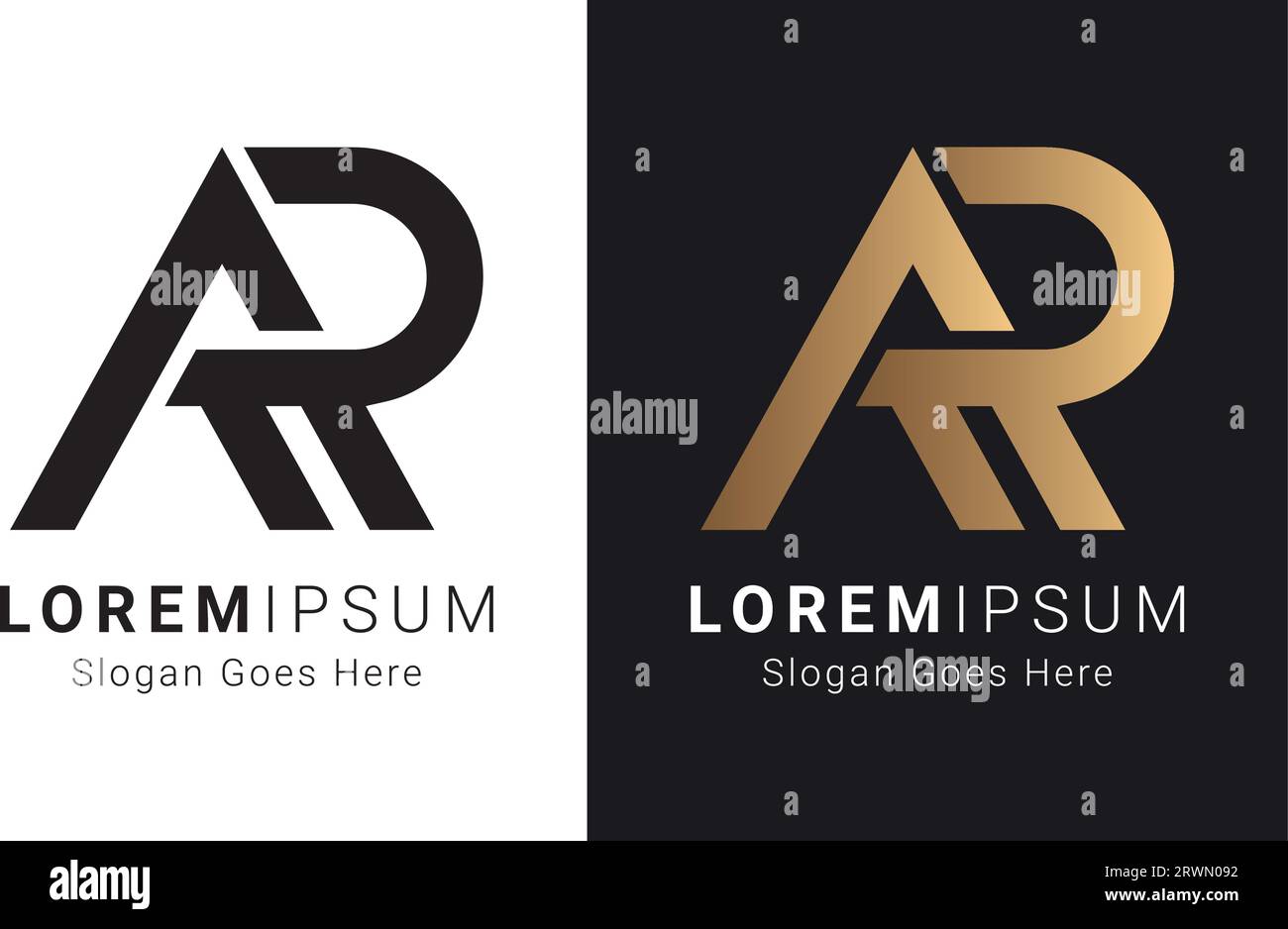 Luxury Initial Letter AR or RA Monogram Text Letter Logo Design Stock ...