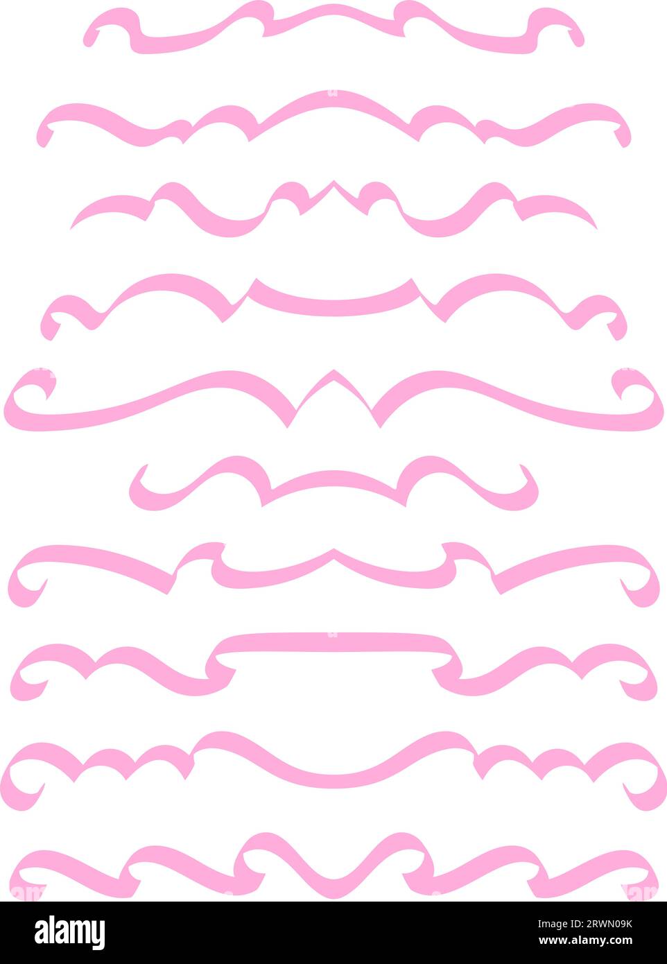 Ornamental calligraphic lines dividers page decoration, Vector delicate ...