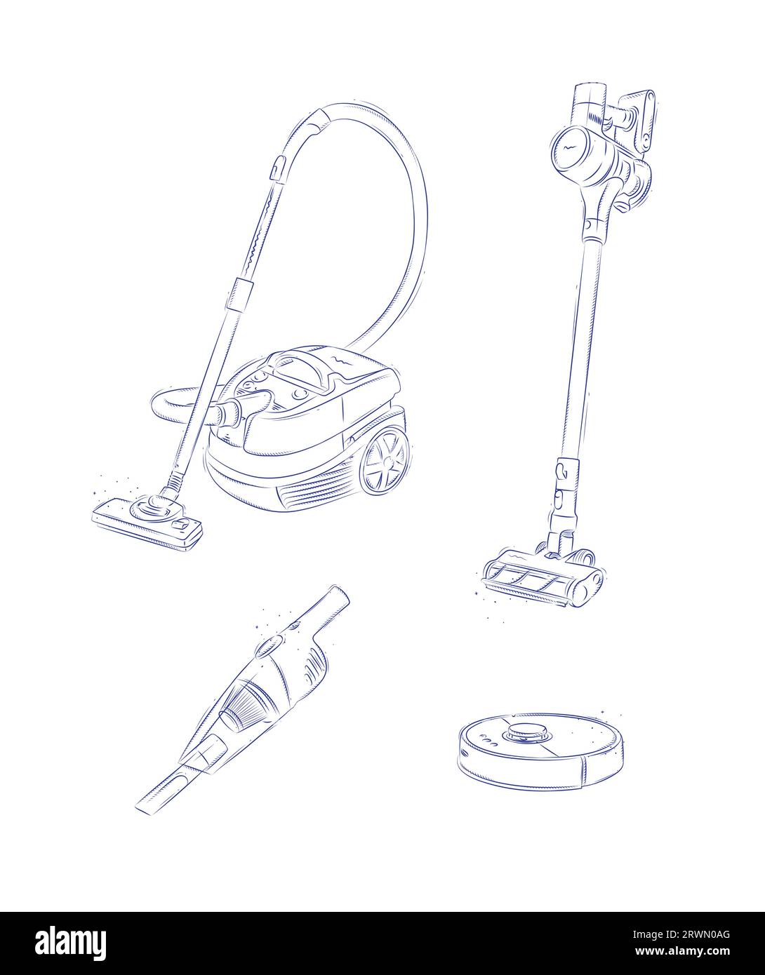 Vacuum cleaner set regular, cordless, robot, portable drawing in ...