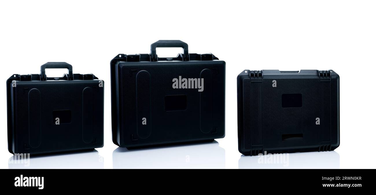 New toolbox or plastic case isolated on white background. Empty hard ...