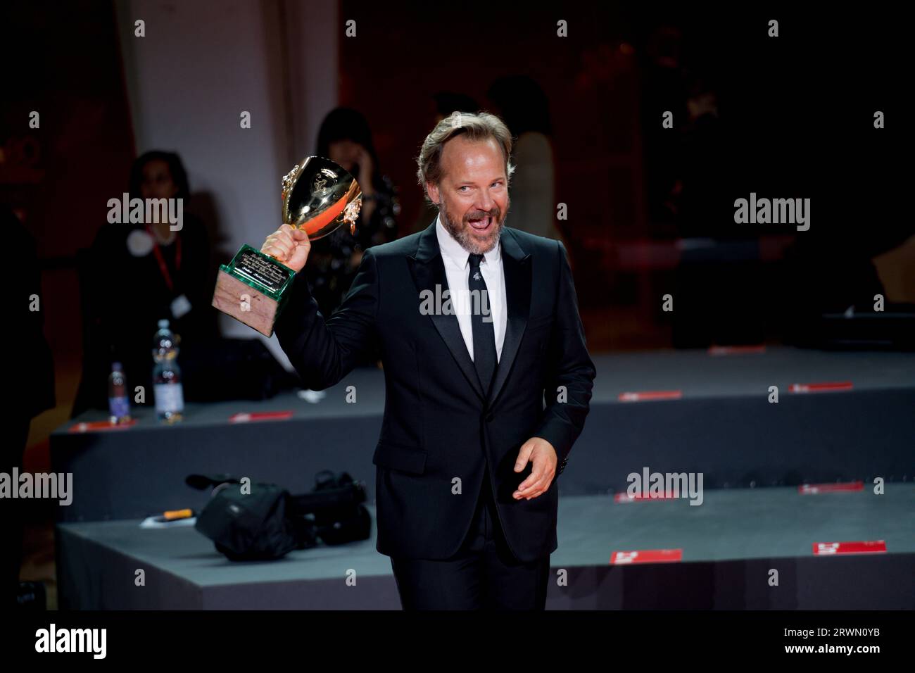 VENICE, ITALY - SEPTEMBER 09: Peter Sarsgaard poses with the Best Actor ...