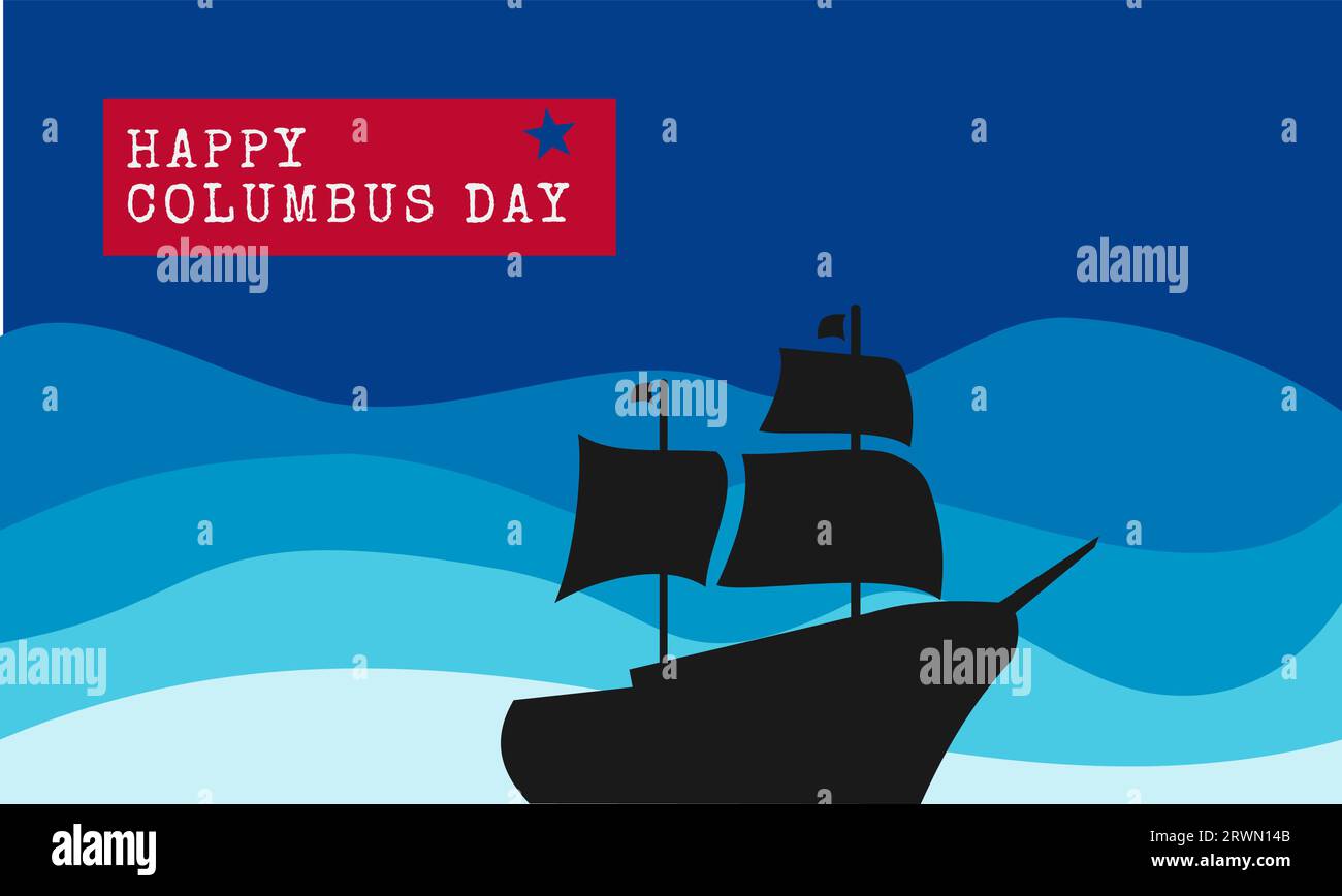 Holiday greeting card design. Happy columbus day background with ...