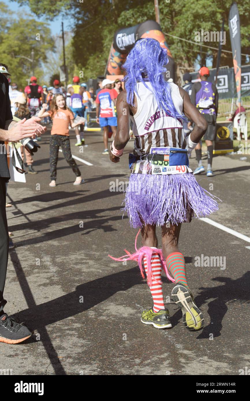 Male runner in colourful dress, 96th Comrades Marathon 2023, famous ...