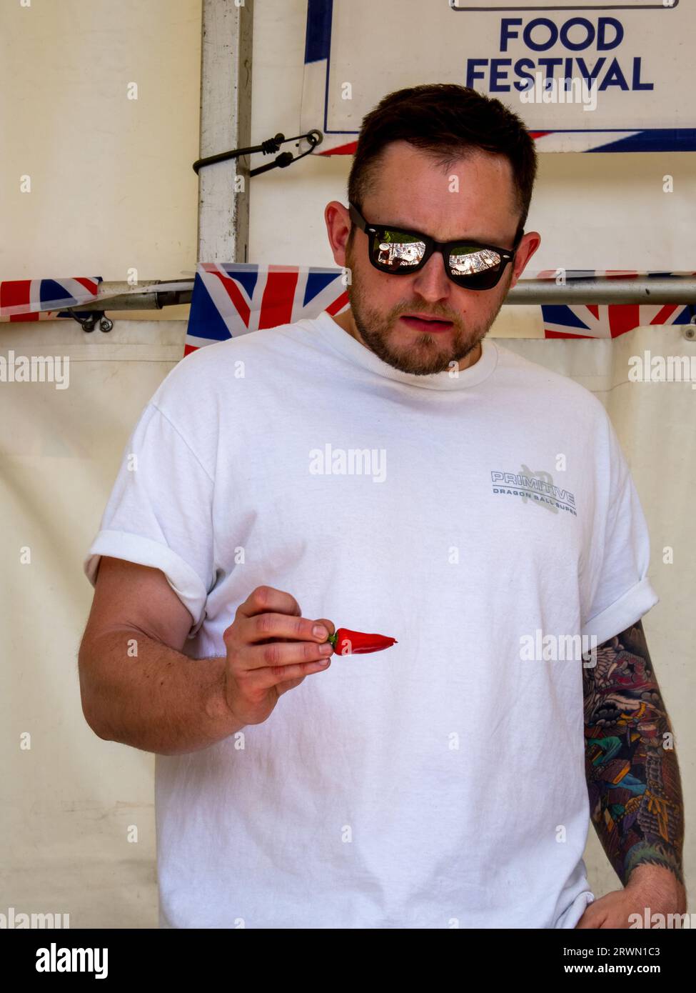 Chilli eating competition at The Great British Food Festival at ...