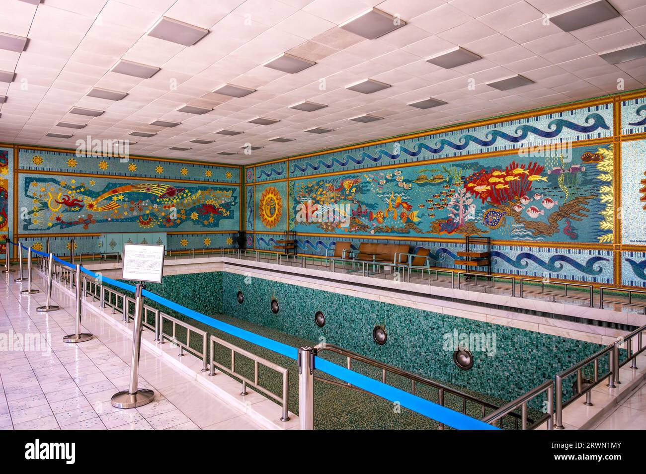 BUCHAREST, ROMANIA 2022: The Ceausescu Palace Spring Palace. house pool ...