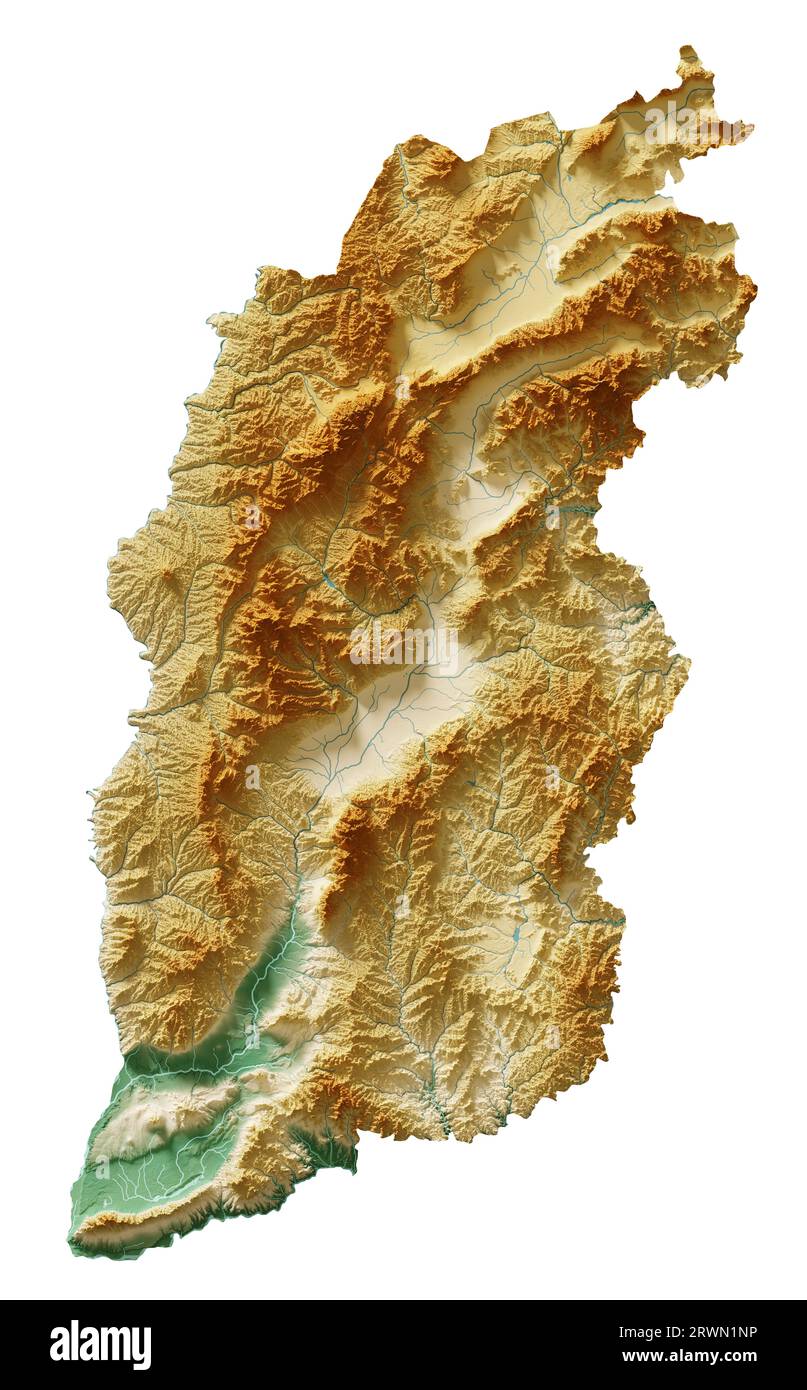 Shanxi. A province of China. A detailed 3D rendering of a shaded relief ...