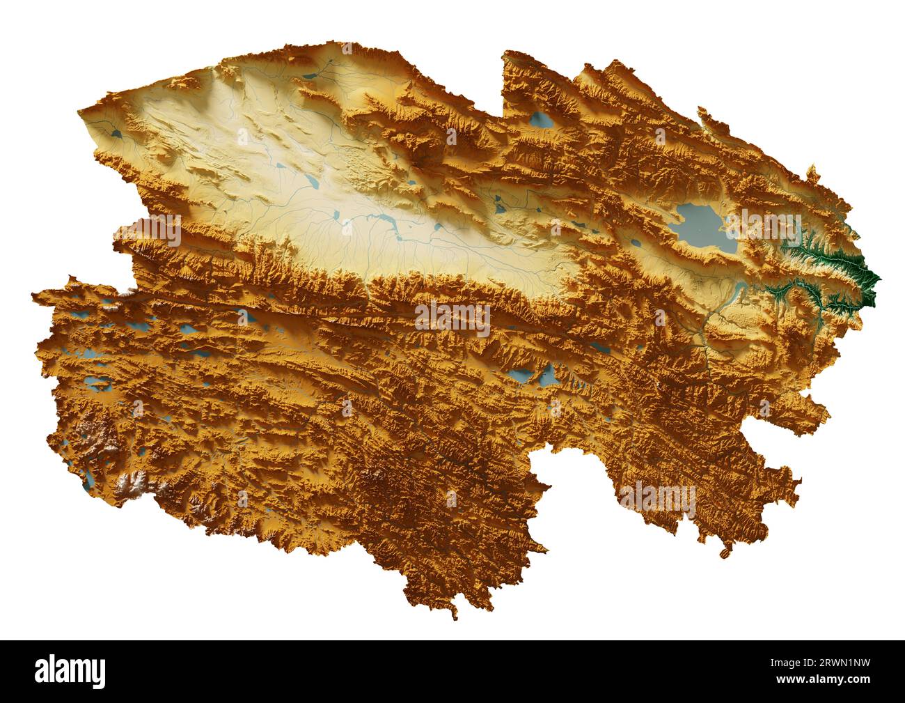 Qinghai. A province of China. A detailed 3D rendering of a shaded ...