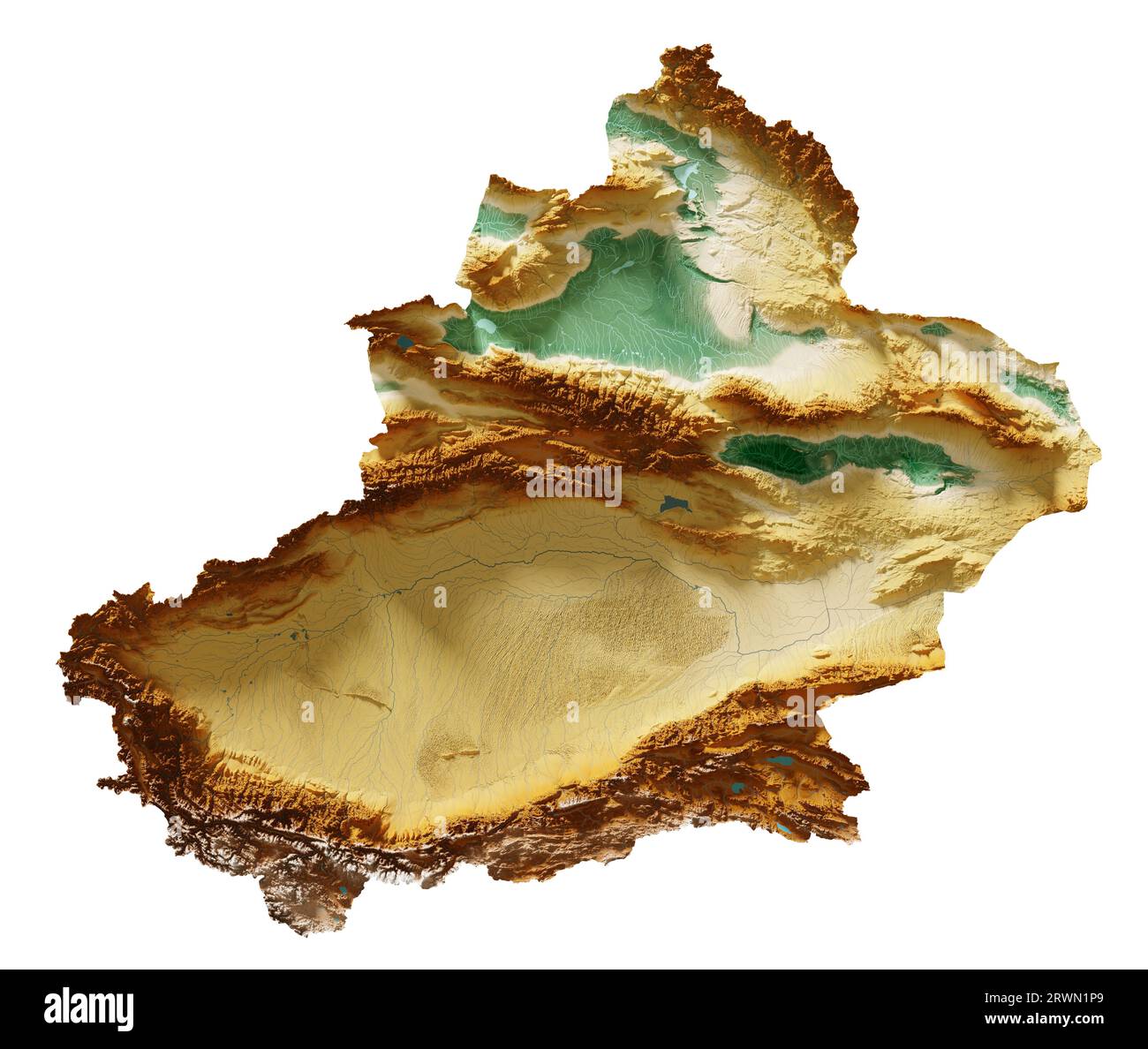 Xinjiang Uygur. An autonomous region of China. A 3D rendering of a ...