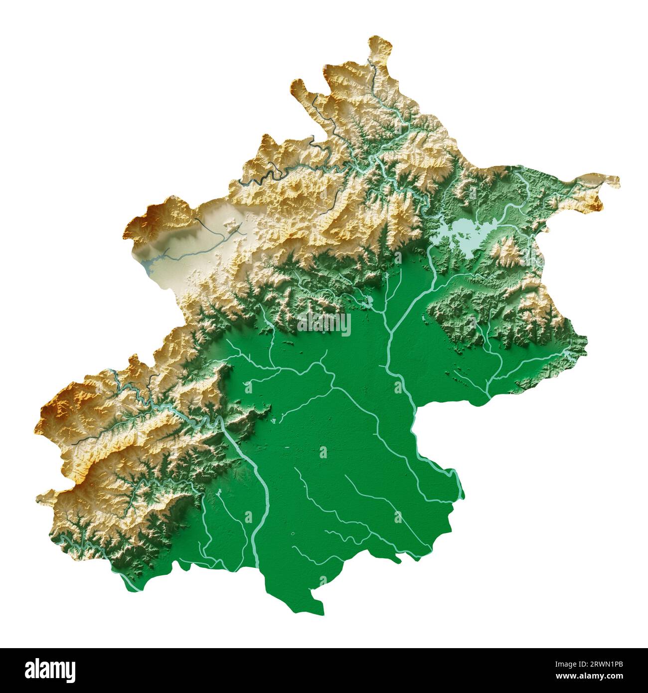Beijing. A municipality (province) of China. A 3D rendering of a shaded ...