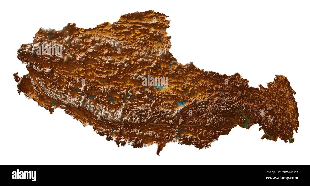 Tibet or Xizang. An autonomous region of China. A 3D rendering of a ...