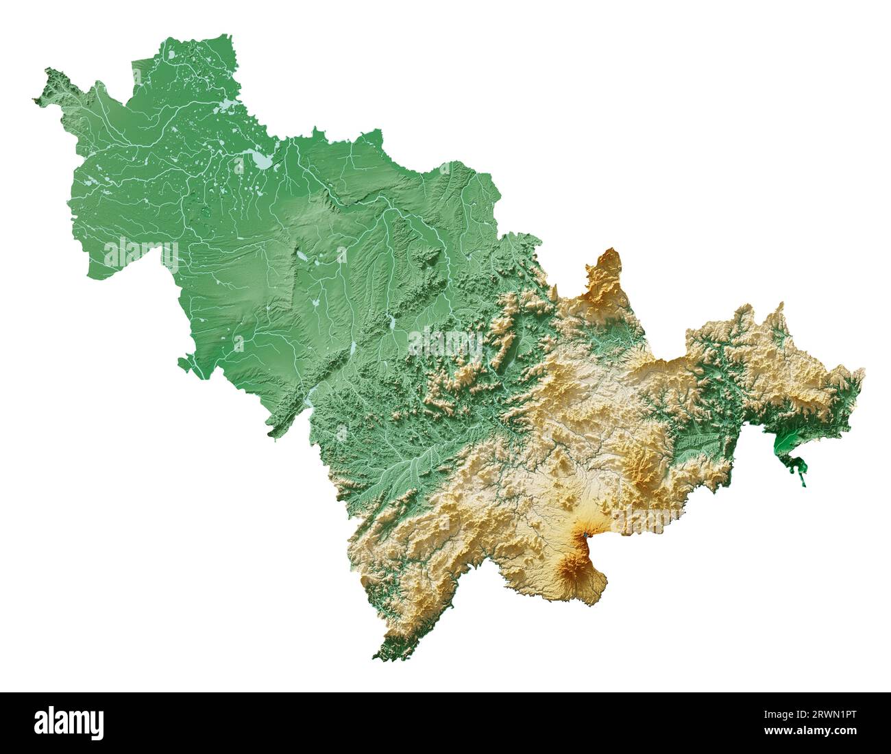 Jilin. A province of China. A detailed 3D rendering of a shaded relief ...