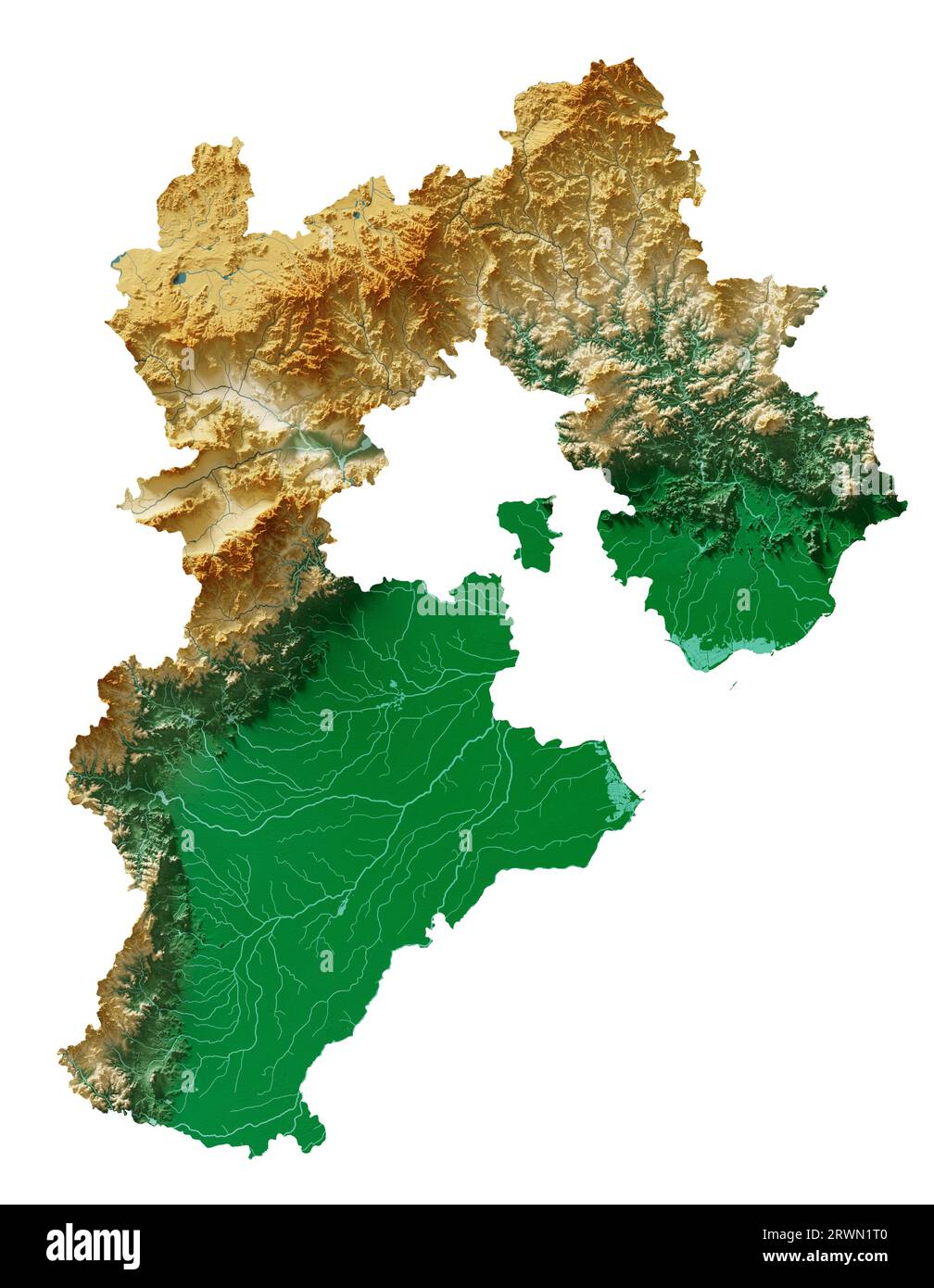 Hebei. A province of China. A detailed 3D rendering of a shaded relief ...
