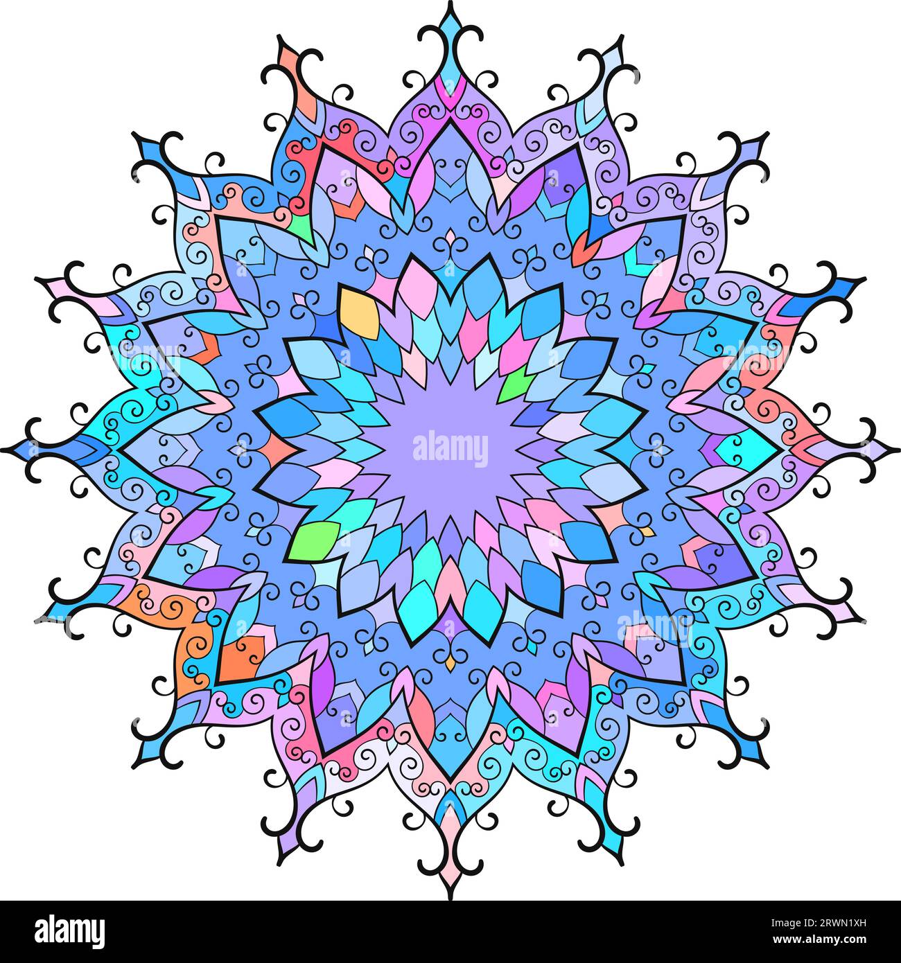 Round multicolored mandala, Isolated design element, Vector ...