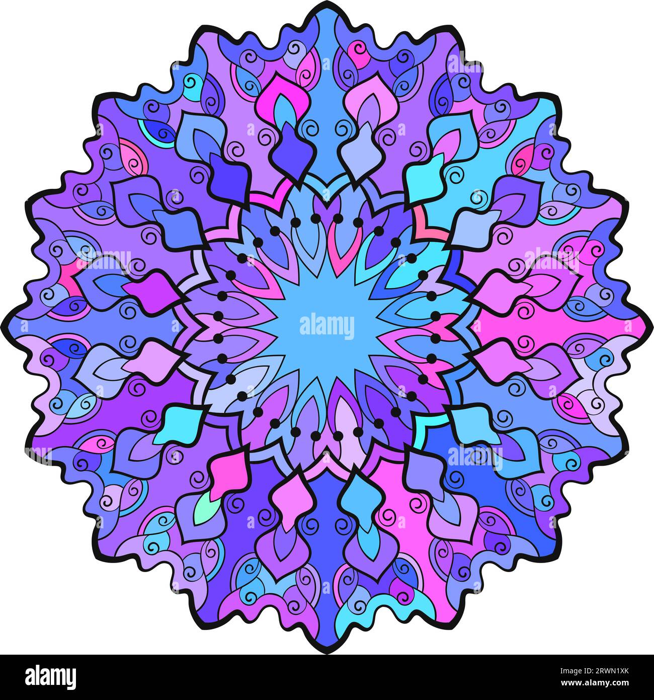 Round multicolored mandala, Isolated design element, Vector ...