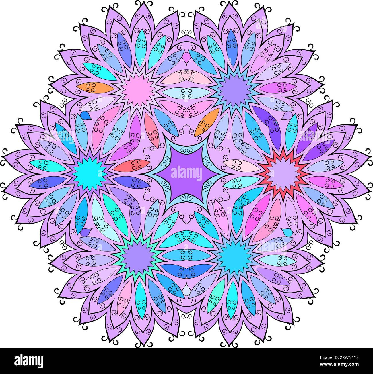 Round multicolored mandala, Isolated design element, Vector ...