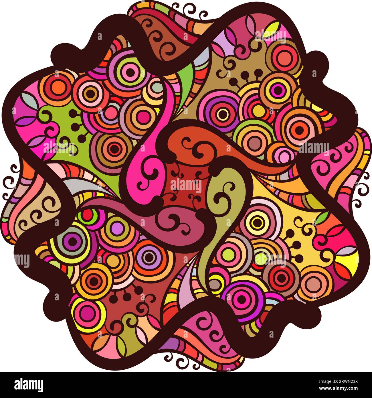 Square multicolored mandala, Isolated design element, Vector ...