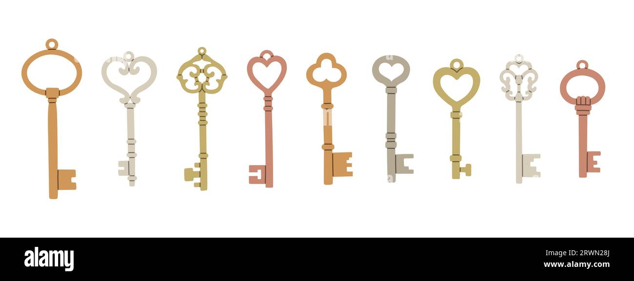 Keys vector set isolated on white background graphic clipart, flat ...