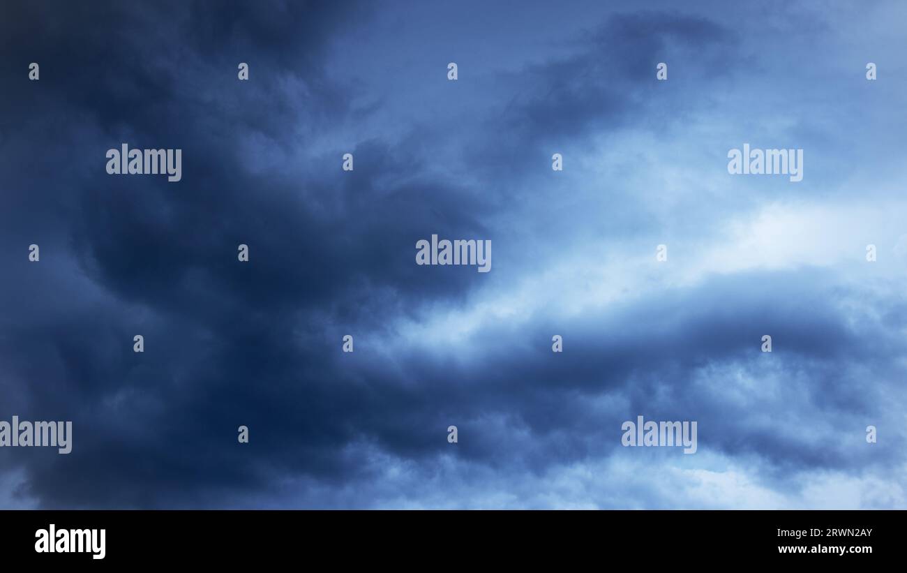 Dramatic sky background. Stormy clouds in the dark sky. Panoramic image ...