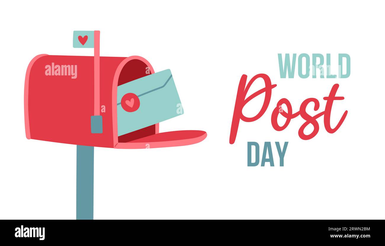 Post Day banner with post box mail box design vector illustration ...