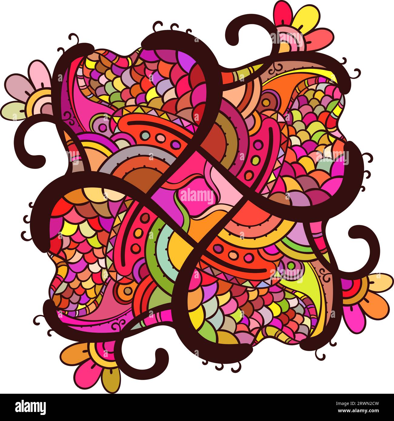 Square multicolored mandala, Isolated design element, Vector ...