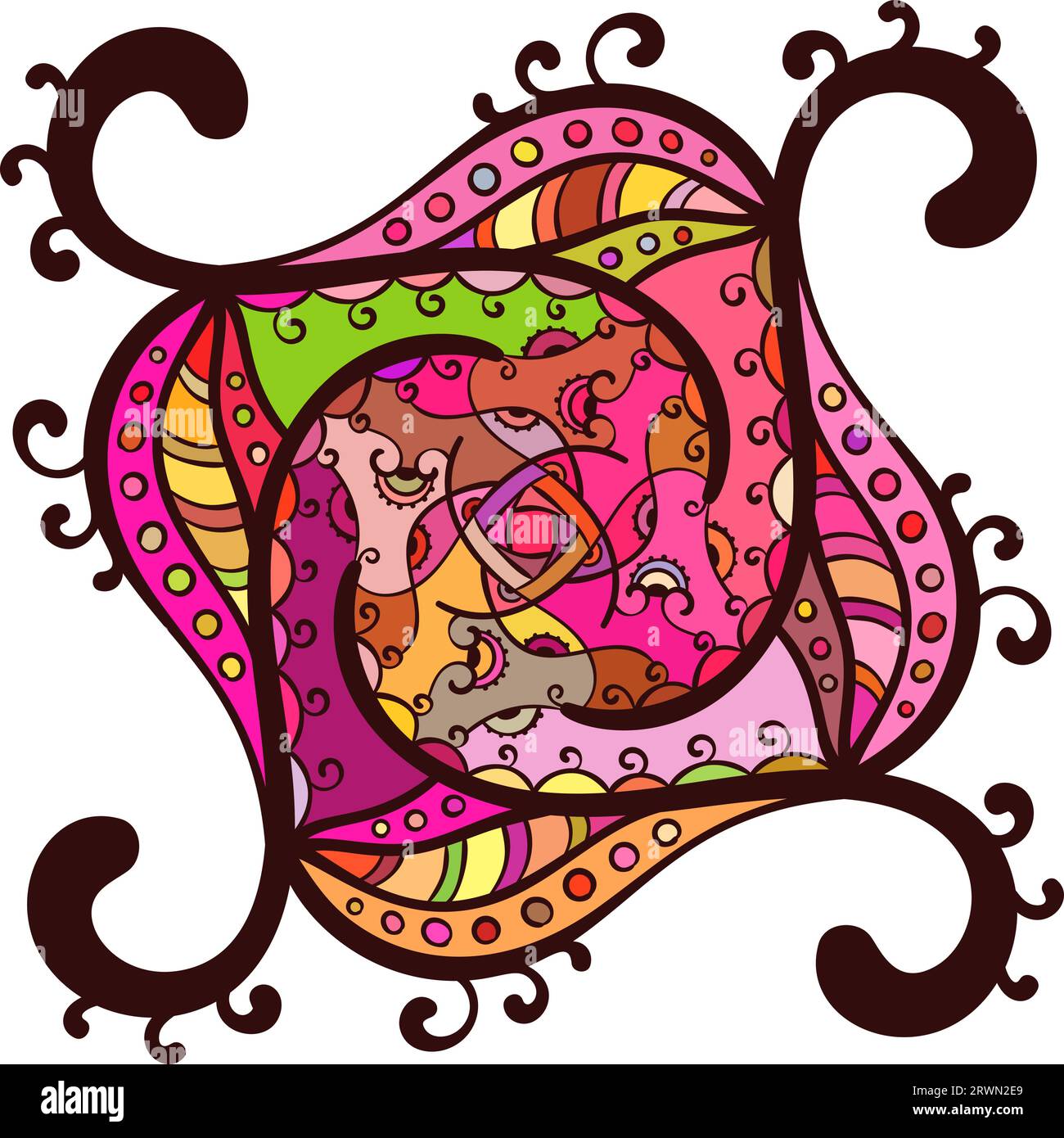 Square multicolored mandala, Isolated design element, Vector ...