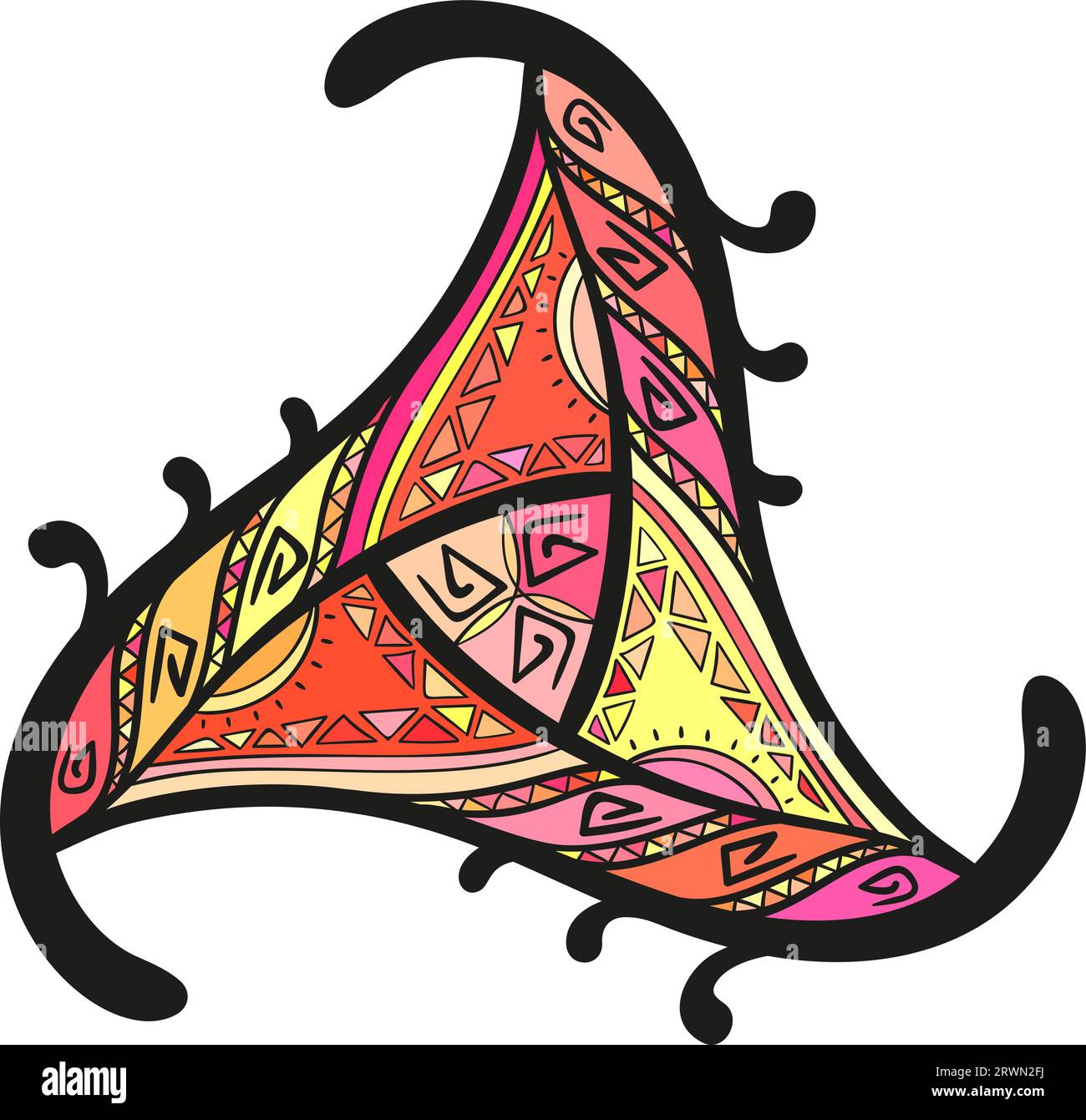 Abstract triangular ornament, Hand drawn colorful isolated design ...