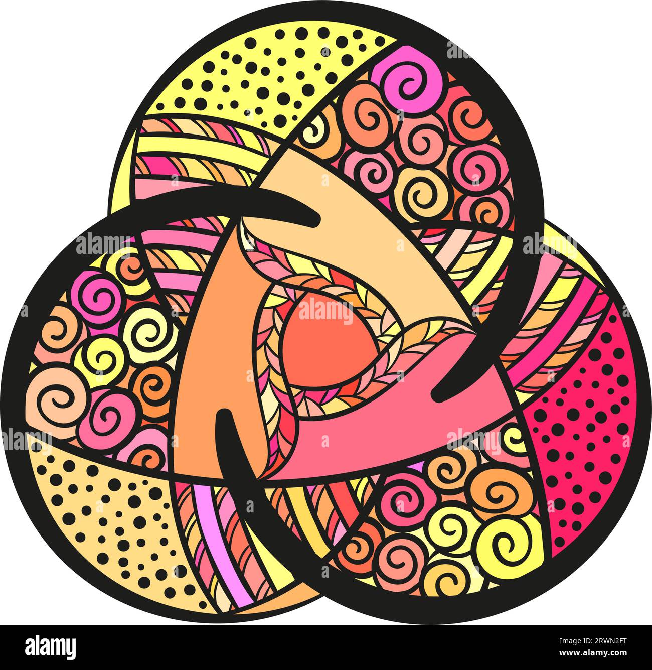 Abstract triangular ornament, Hand drawn colorful isolated design ...