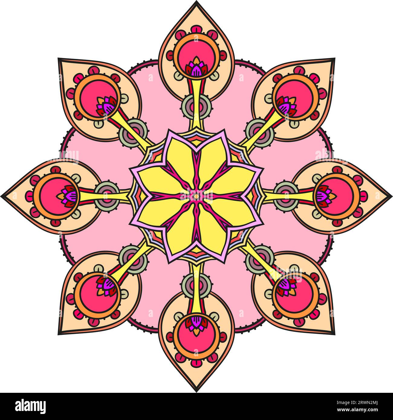 Samsara wheel mandala with flower in the middle, Isolated design ...
