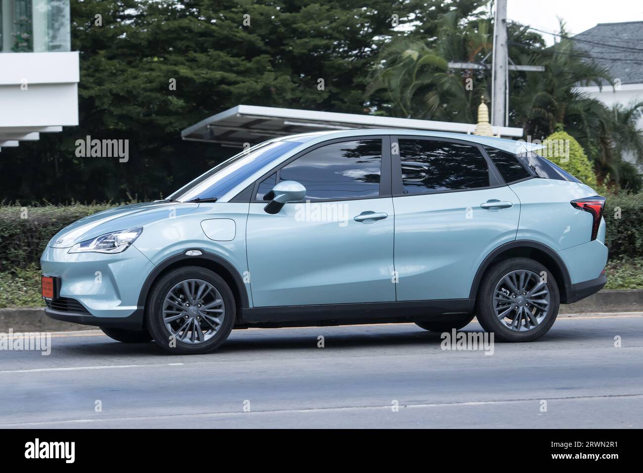 Chiangmai, Thailand - July 21 2023: Private Car, Neta V EV Car. Photo at road no.1001 about 8 km ...