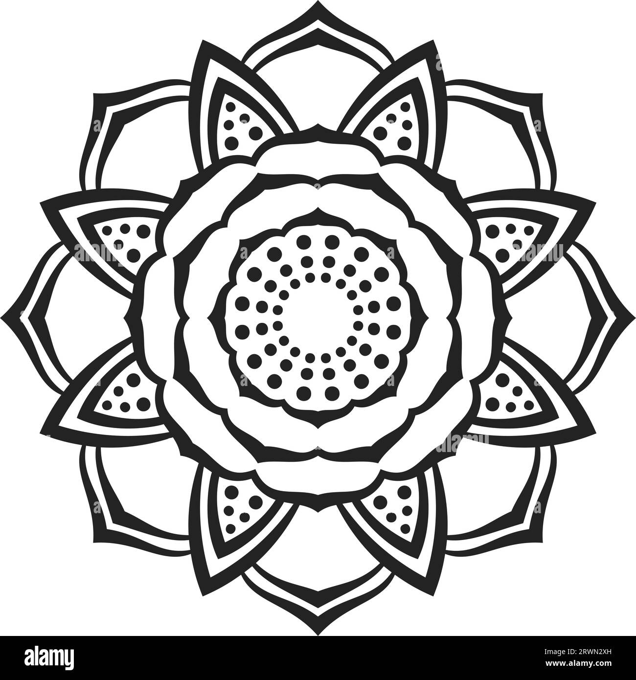 Round ornamental mandala for coloring book, print on T-shirt or textile ...