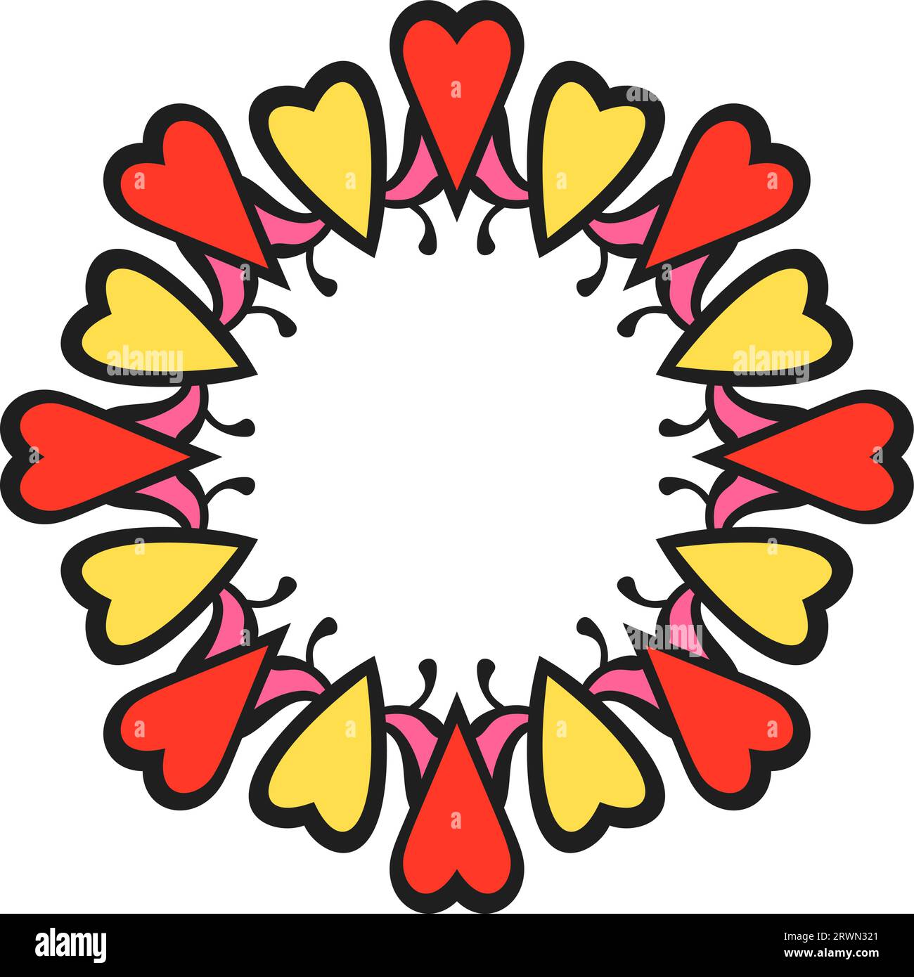 Round frame made of hearts, Isolated design element, Vector ...