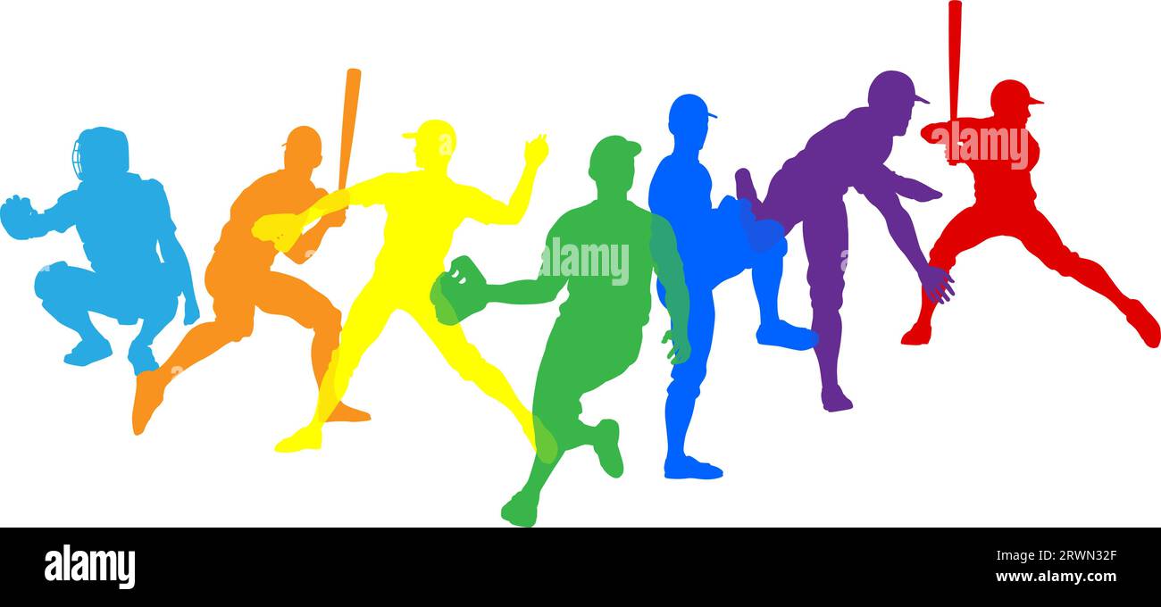 Baseball Silhouette Players Player Silhouettes Stock Vector Image & Art ...