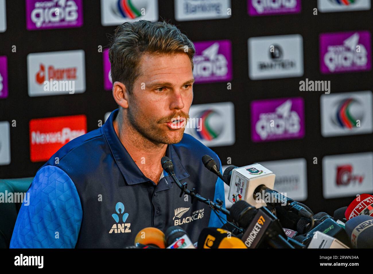 Dhaka, Bangladesh. 20th Sep, 2023. New Zealand's captain Lockie ...