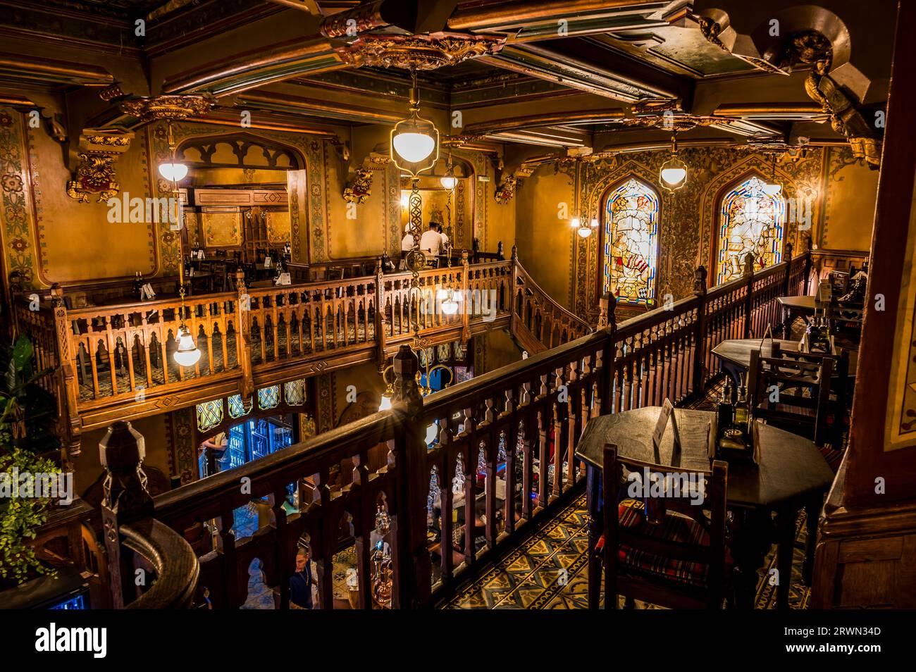 BUCHAREST, ROMANIA - SEPTEMBER 2022: Caru' cu bere, interior of one of ...