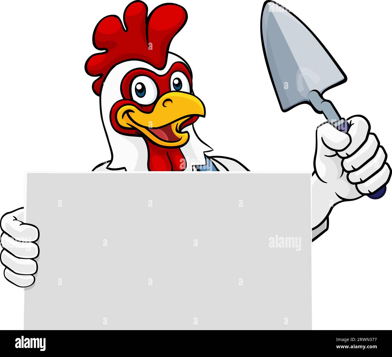 Bricklayer Chicken Rooster Trowel Tool Mascot Stock Vector Image & Art ...