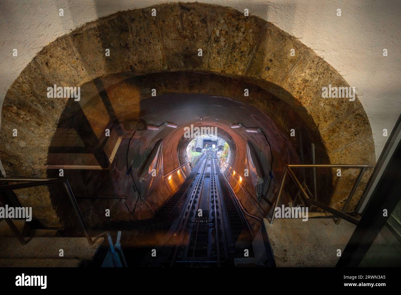 Funicular of Hohensalzburg Fortress - Salzburg, Austria Stock Photo - Alamy