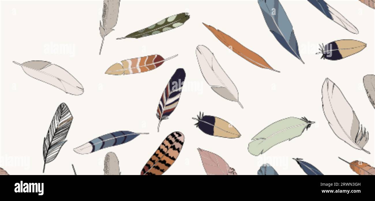 Seamless pattern with feathers. Vector illustration Stock Vector Image ...