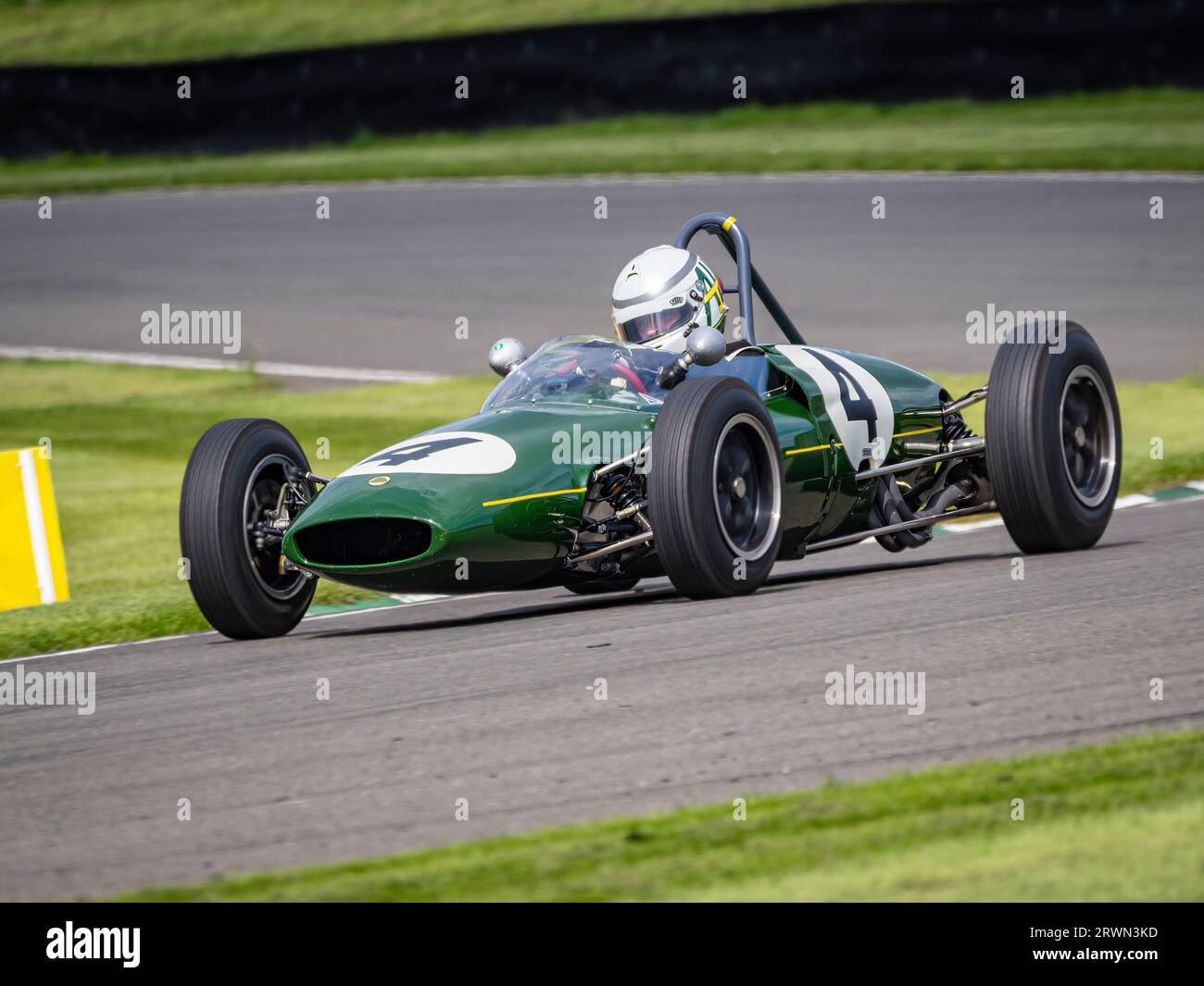 Lotus Climax 24 F1 car on track during testing at the Goodwood Revival ...