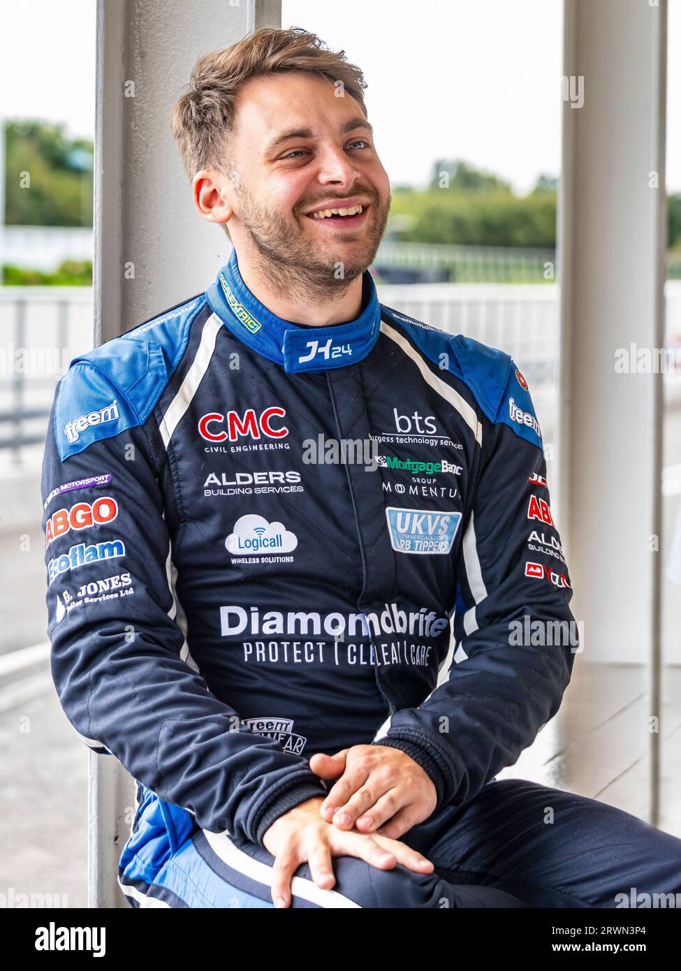 Racing car driver Jake Hill on a testing day at the Goodwood motor ...