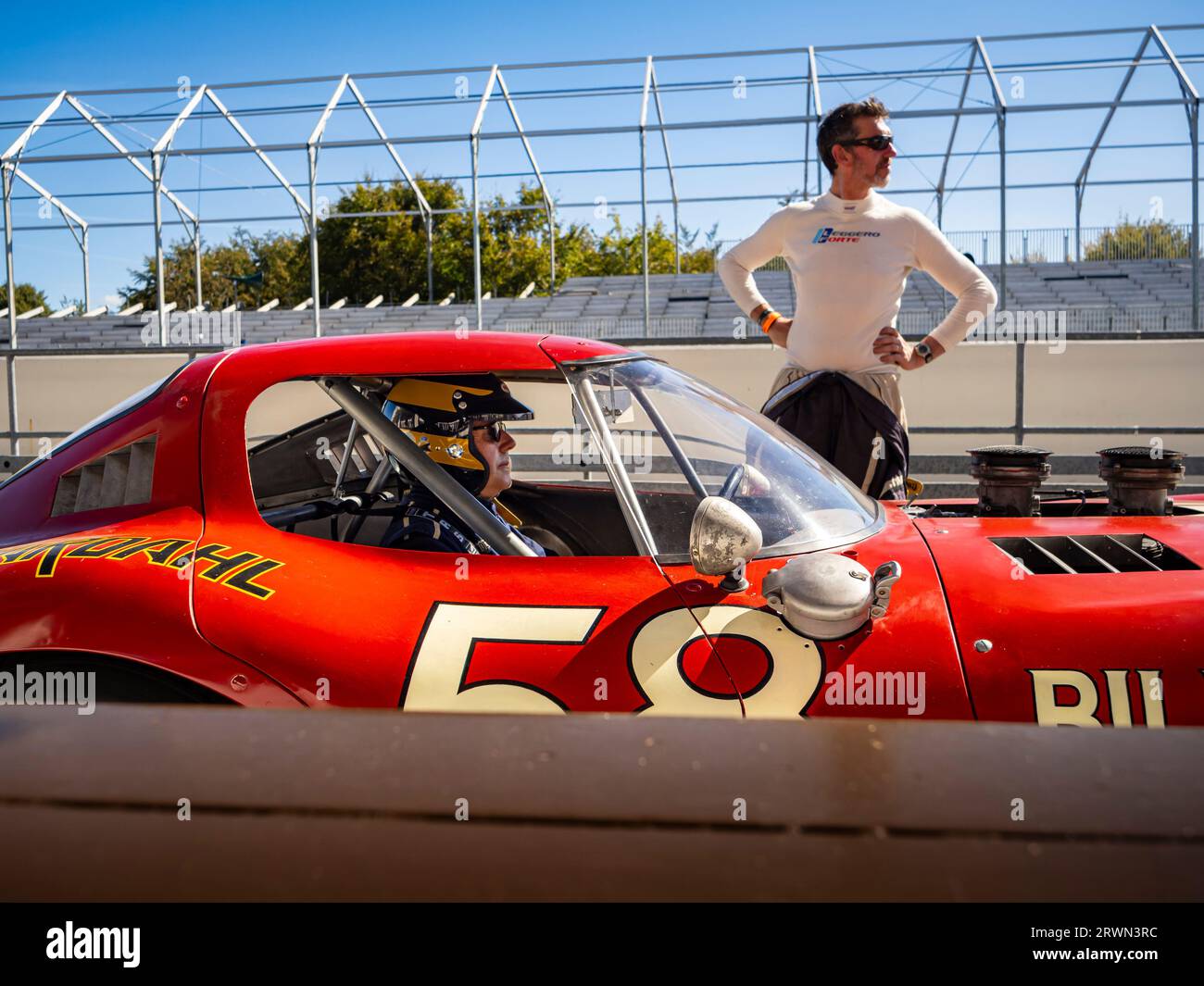 Racing car driver Duncan Pittaway in his Cheetah-Chevrolet on a testing ...